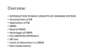 Introduction of dbms | PPTX | Databases | Computer Software and Applications
