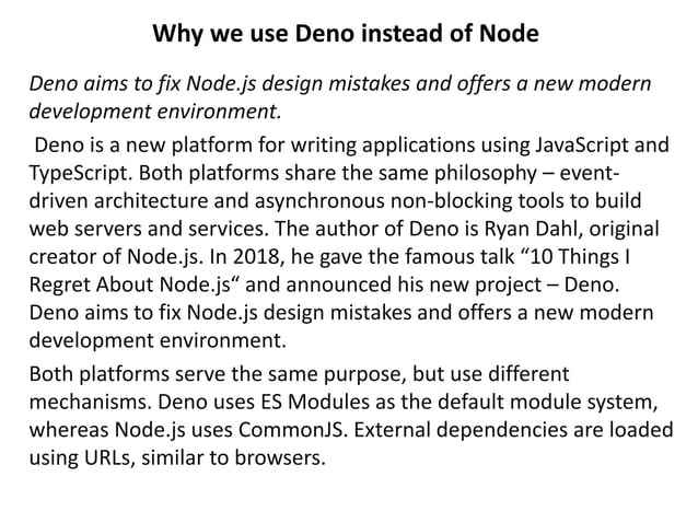 Introduction of deno 1 | PPTX | Web Development | Internet
