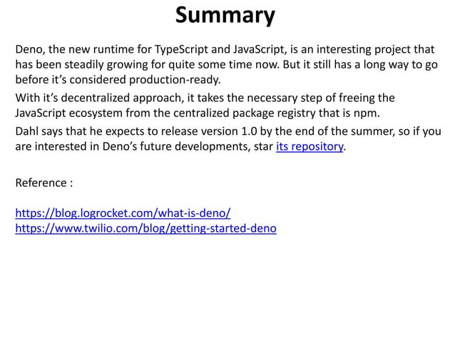 Introduction of deno 1 | PPTX | Web Development | Internet