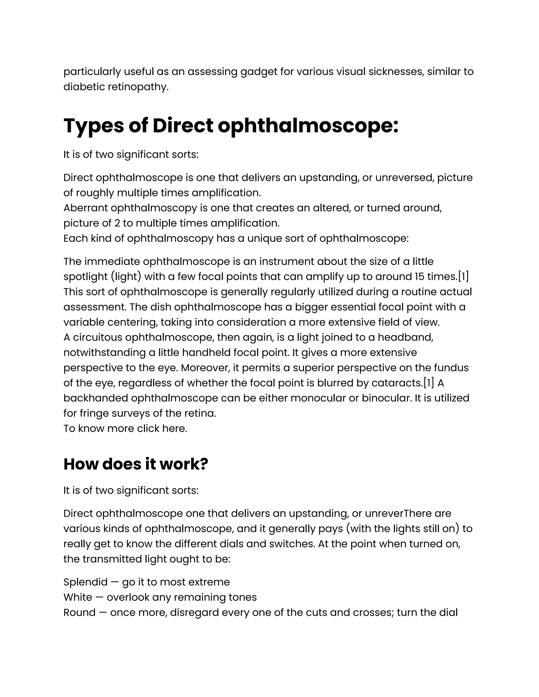 Direct ophthalmoscope Machine | PDF | Eye and Vision Conditions ...