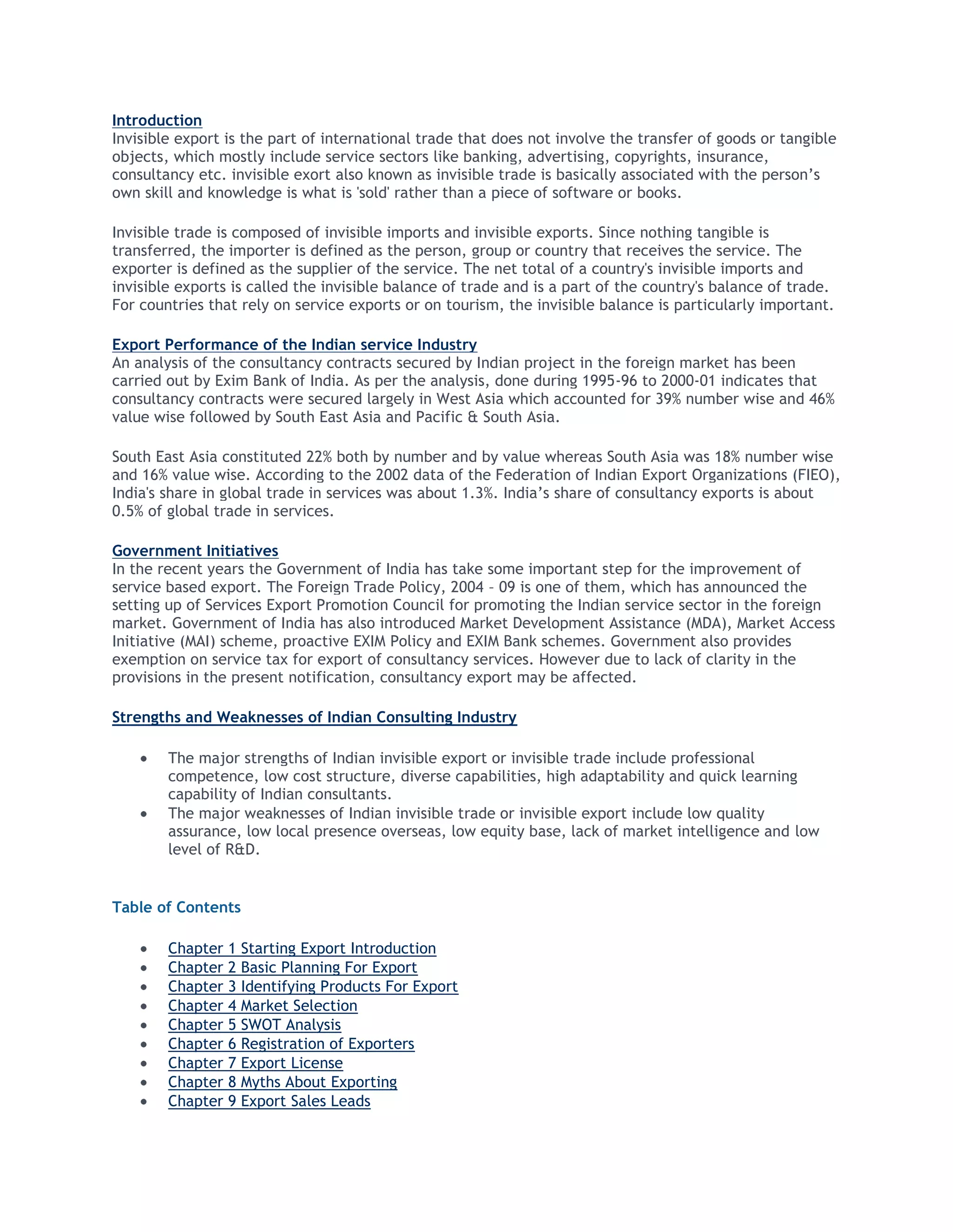 Introduction of export and import | DOCX