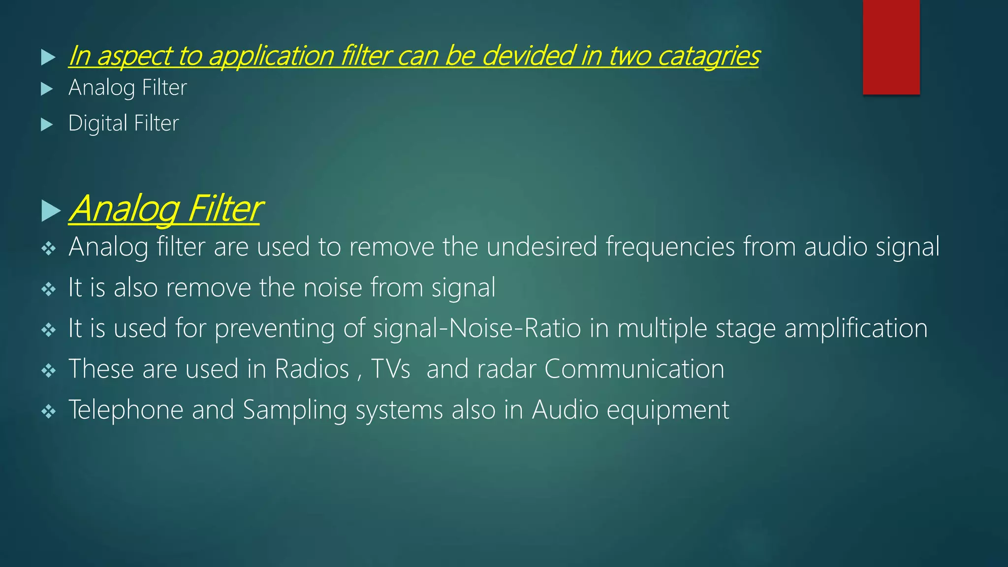Introduction of filter & application | PPTX