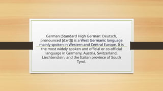 Introduction Of German Language. germanpptx | PPT