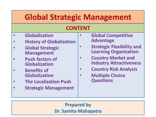 Introduction of Global Strategic Management | PDF | Large Business ...