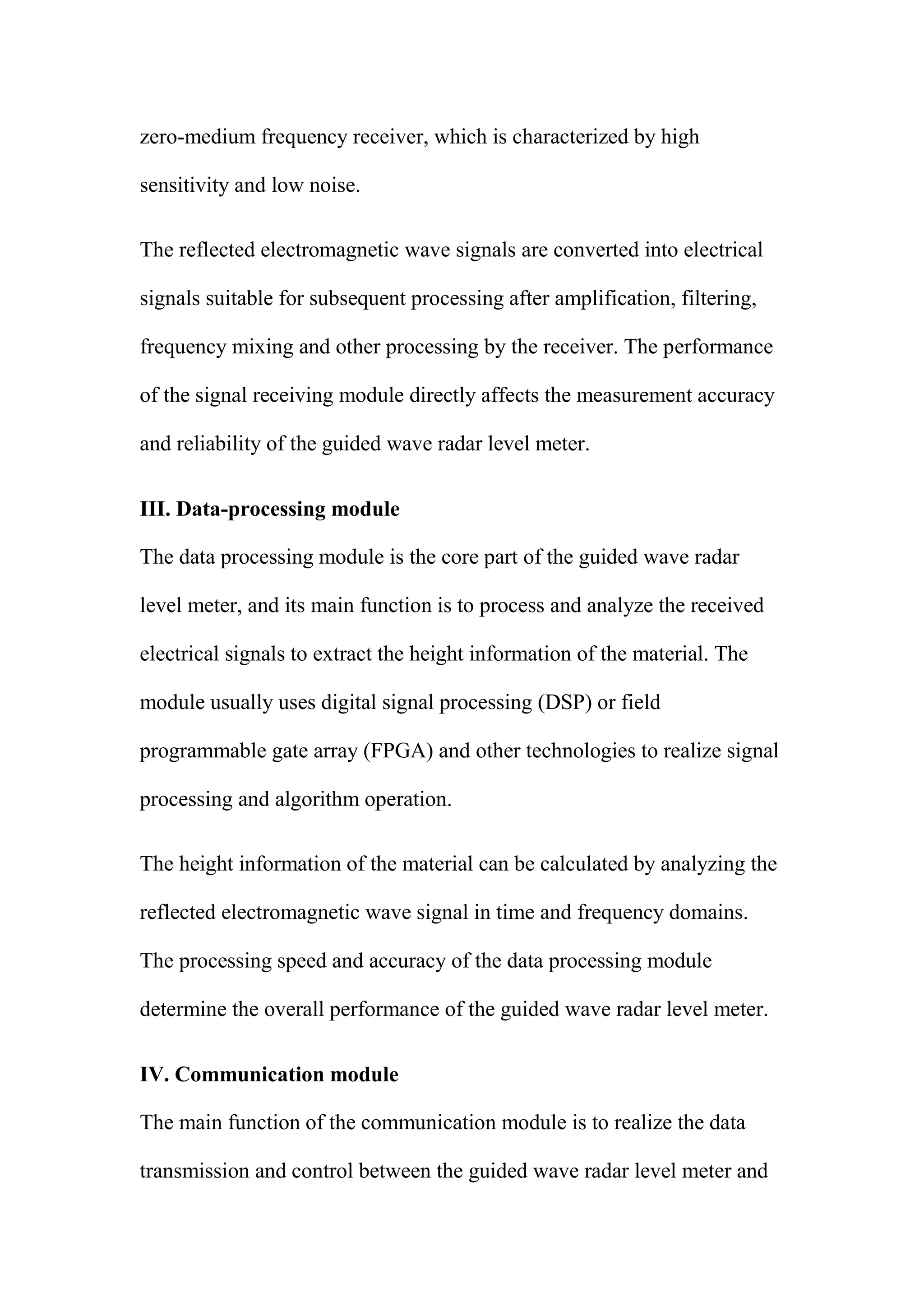 Introduction Of Guided Wave Radar Level Meter Module Composition | DOC