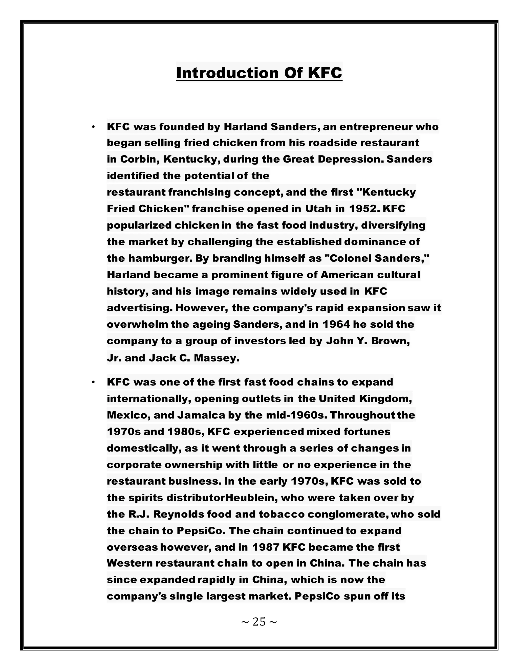 Human Resource Management Of KFC | DOCX