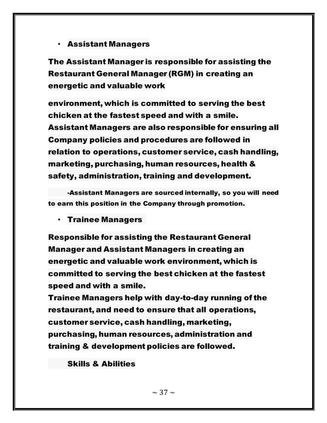 Human Resource Management Of KFC | DOCX | Human Resources | Business