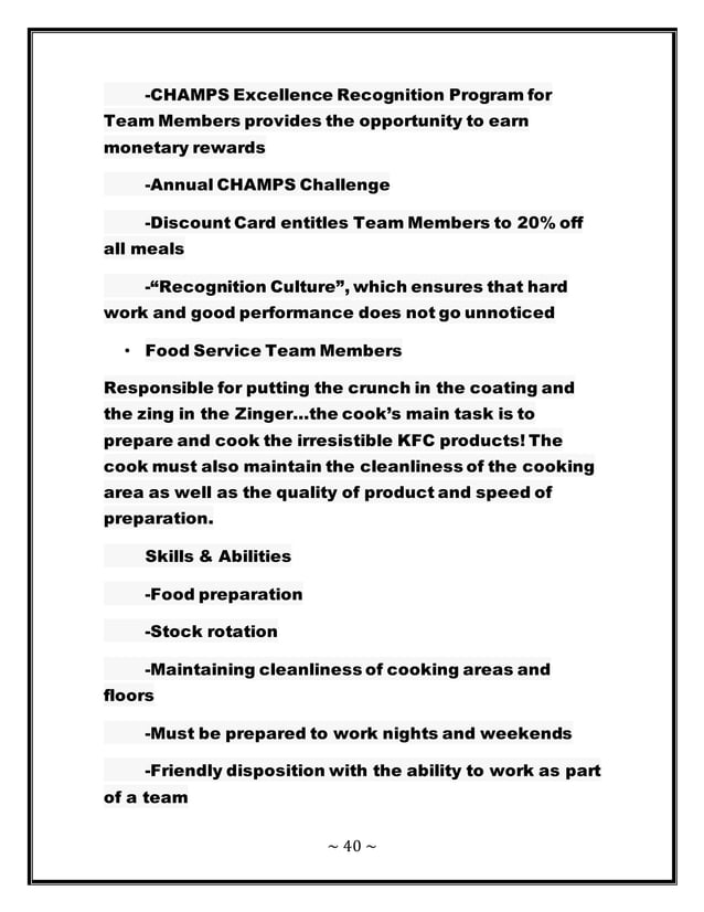 Human Resource Management Of KFC | DOCX | Human Resources | Business