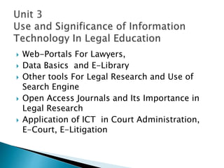 Introduction of ICT and legal research : | PPTX