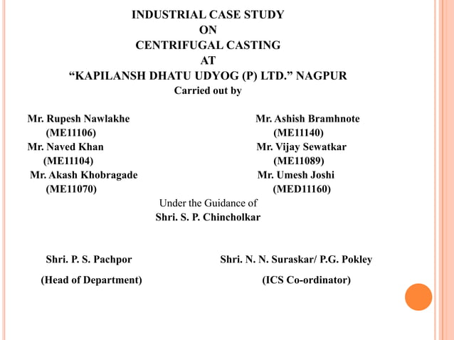 INDUSTRIAL CASE STUDY | PPTX | Chemistry | Science