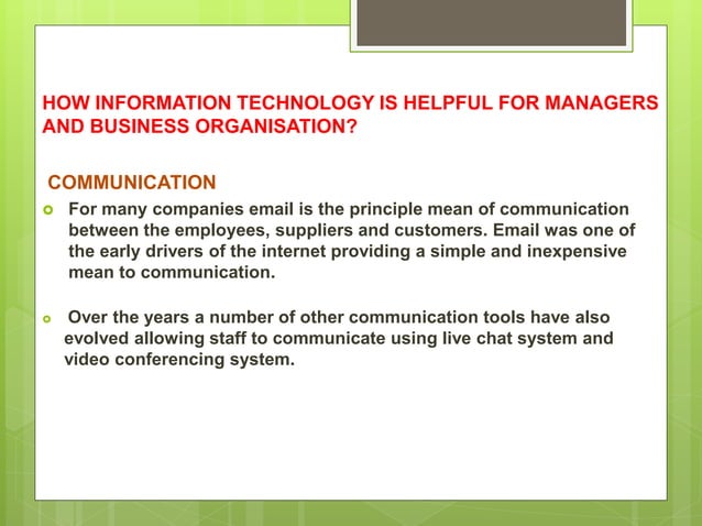 Introduction of information technology to managers | PPT