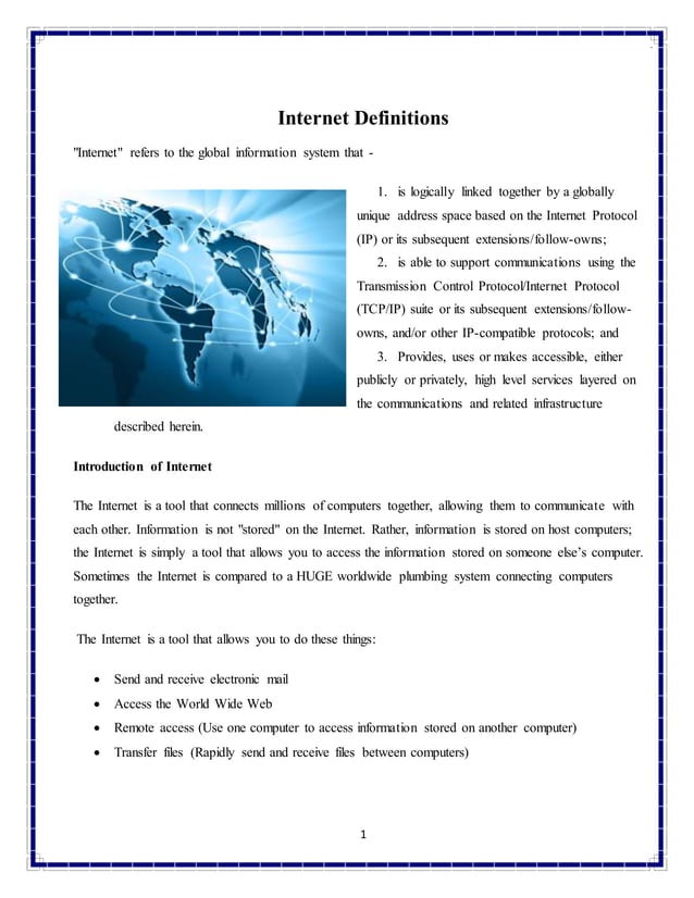 Introduction of internet | PDF