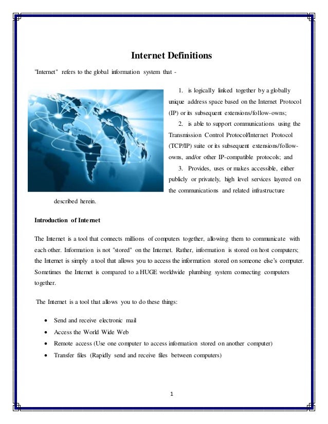 Introduction of internet