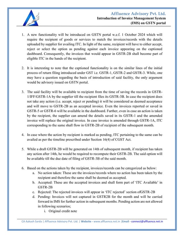 Introduction of Invoice Management System (IMS) on GSTN portal.pdf ...