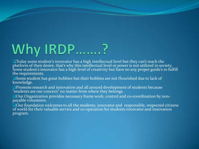 Introduction of irdp | PPT
