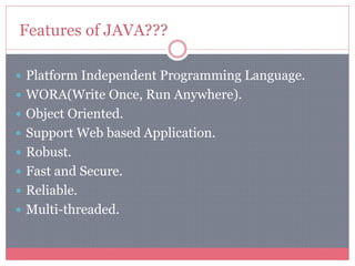 Introduction of java | PPTX