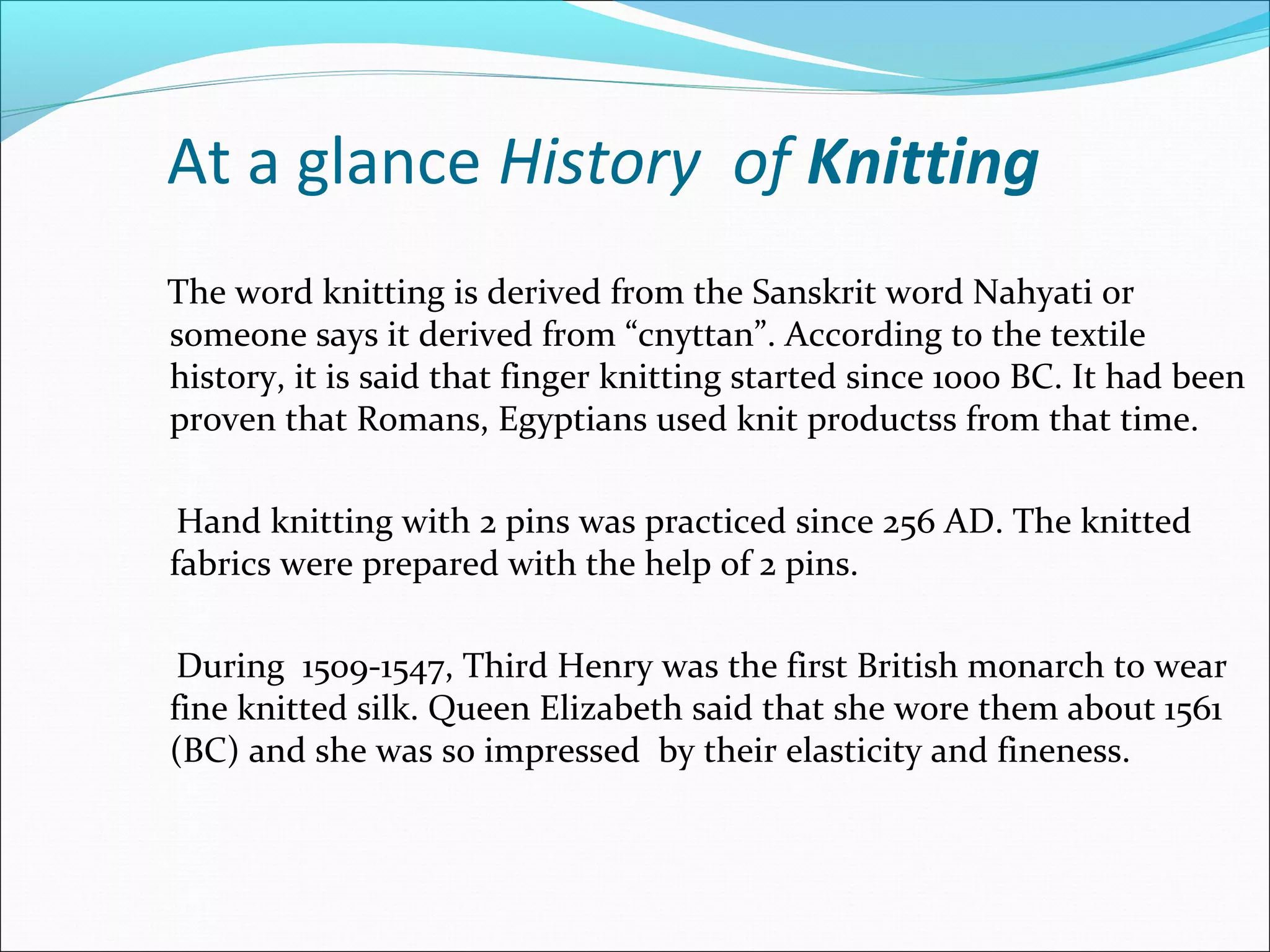 Introduction of knitting, prepared by students of Daffodil ...