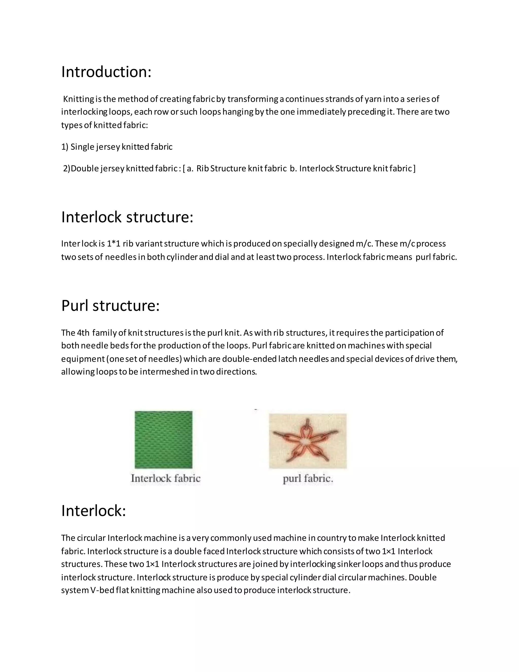 Introduction of Interlock knitting in brief | DOCX