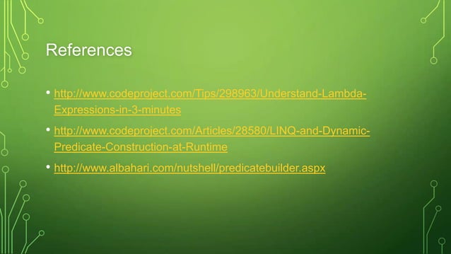 Introduction of lambda expression and predicate builder | PPT | Free Download