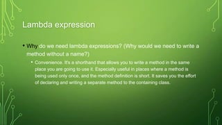 Introduction of lambda expression and predicate builder | PPT