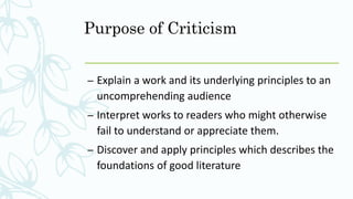 Introduction of literary criticism | PPTX