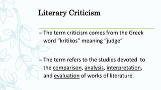 Introduction of literary criticism | PPTX