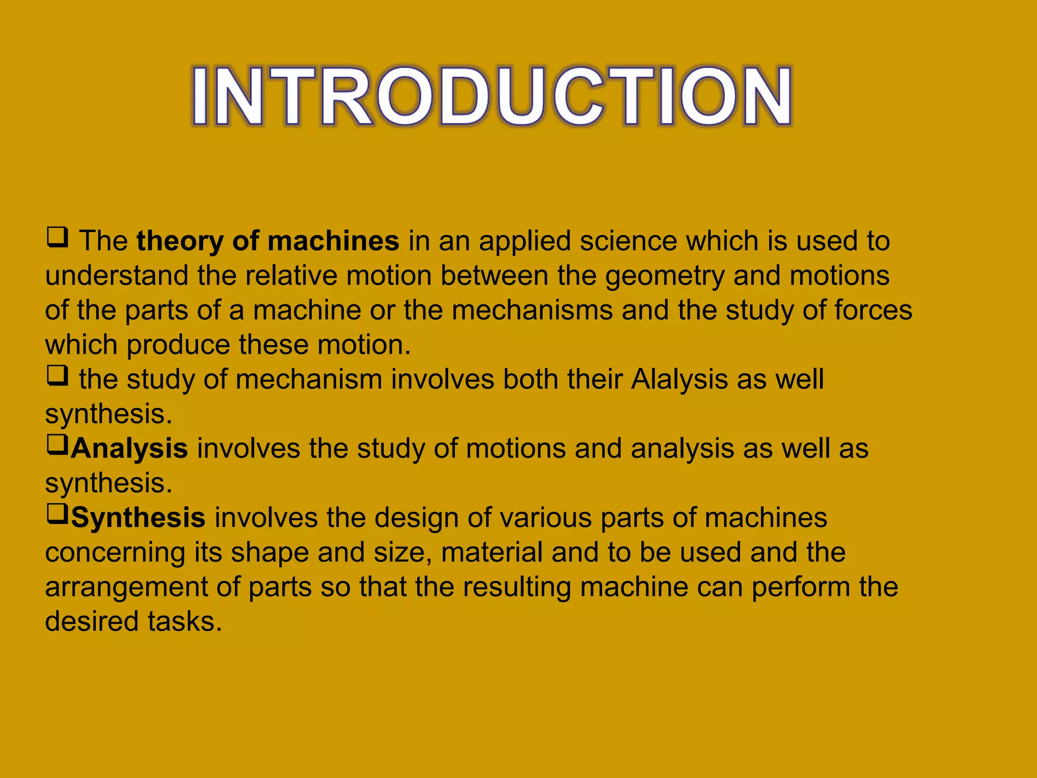 Introduction of machines and mechanism | PPT