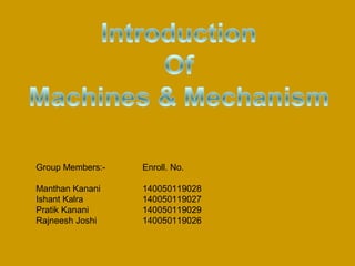 Introduction of machines and mechanism | PPT