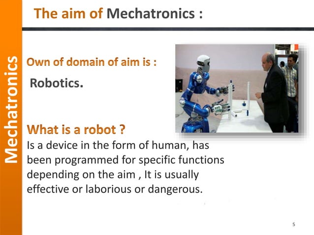 Introduction of mechatronics | PPTX | Robotics | Technology & Computing