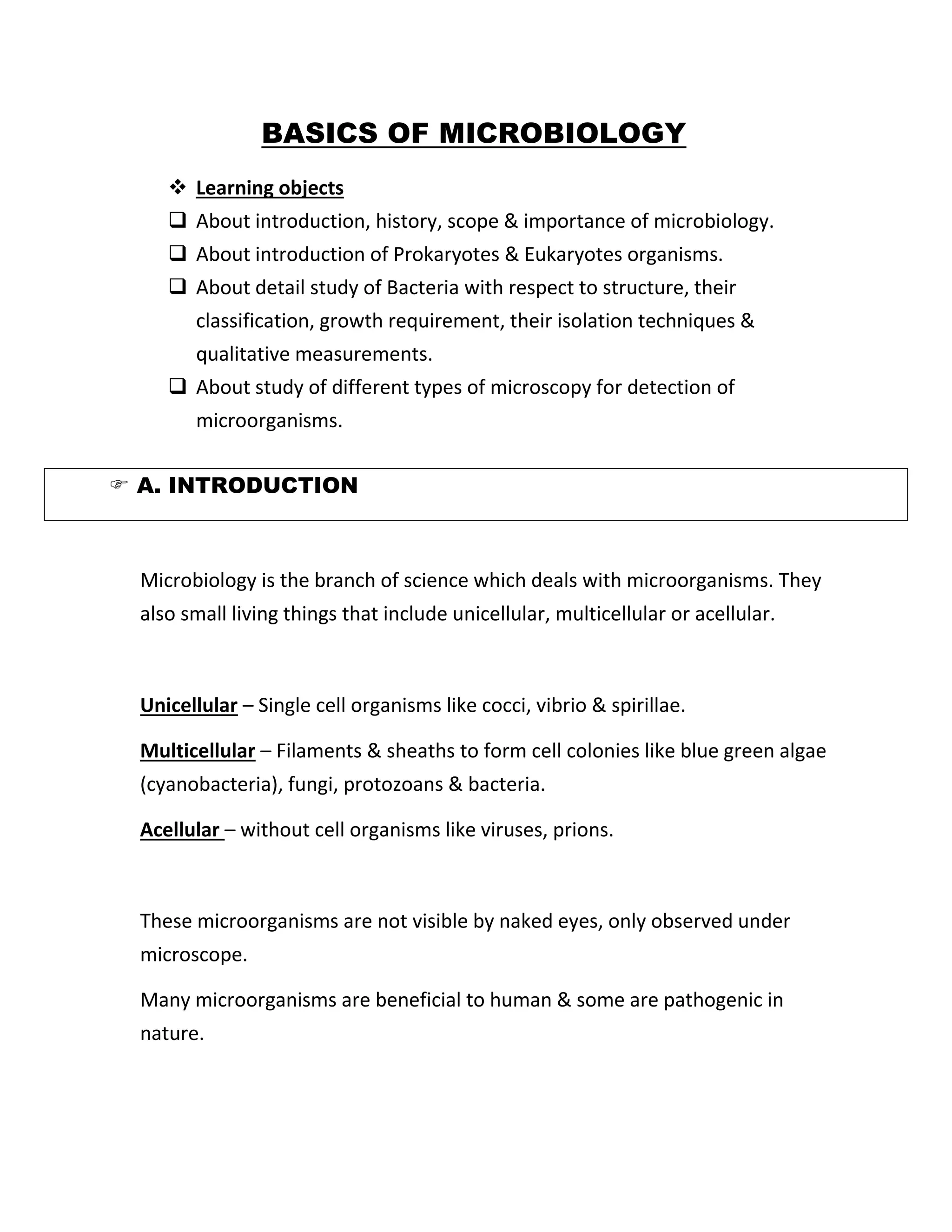 Introduction of microbiology | PDF