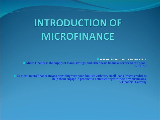 Introduction of microfinance | PPT