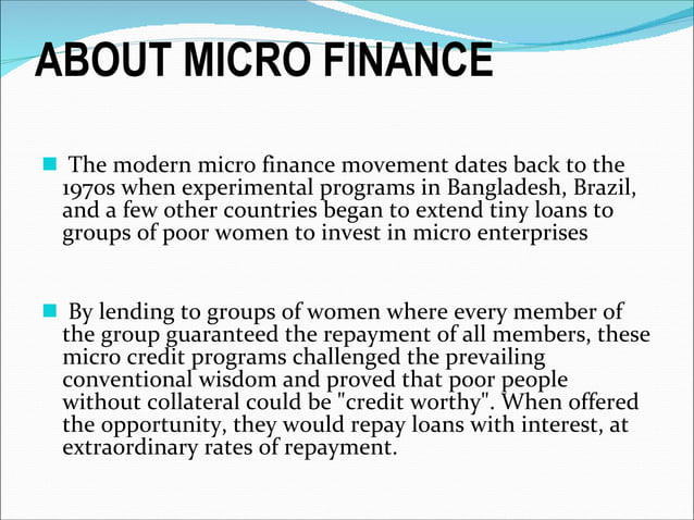 Introduction of microfinance | PPT