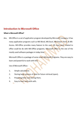 Introduction of Microsoft Office .pdf...,...,...., | PDF