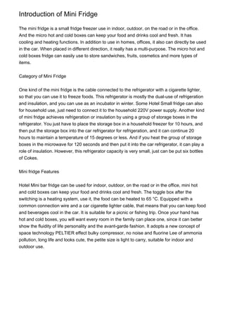 Introduction of Mini Fridge | PDF