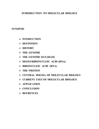 Introduction of molecular biology docs | DOCX