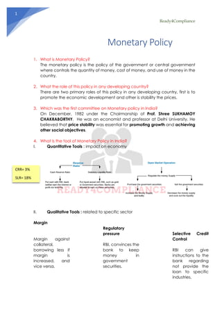 Introduction of monetary policy | PDF