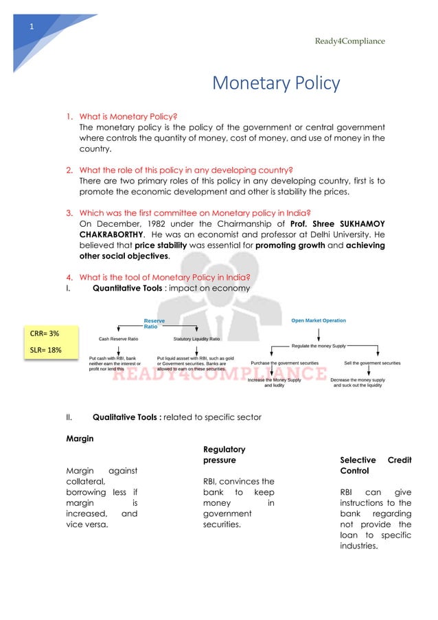 Introduction of monetary policy | PDF