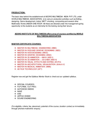 Introduction of multimedia - Adoro Institute of Multimedia | DOCX
