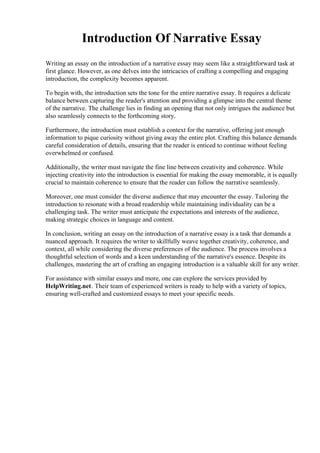 Introduction Of Narrative Essay. Augustana College | PDF | Fiction ...