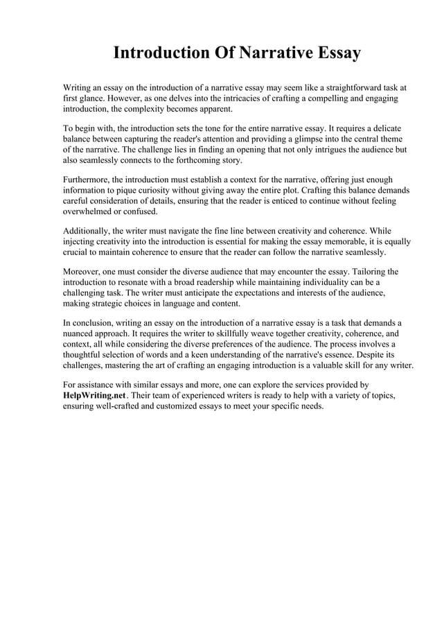 Introduction Of Narrative Essay. Augustana College | PDF | Fiction ...