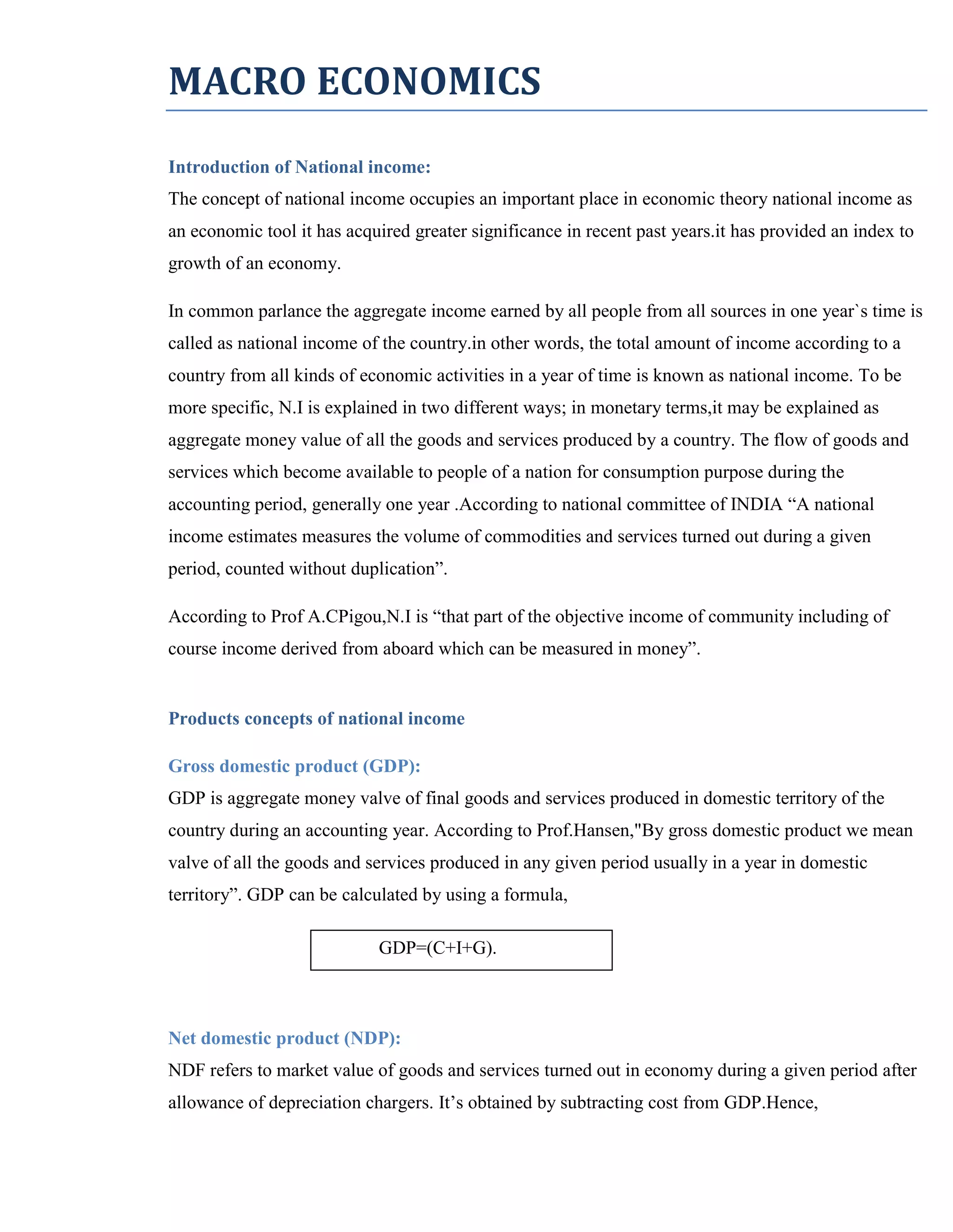 Introduction of national income | DOCX | Business Accounting & Finance ...