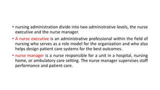 Introduction of nurses executive function in hospitals | PPTX