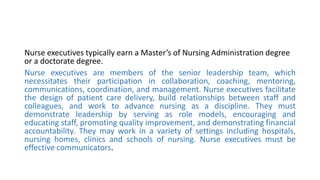 Introduction of nurses executive function in hospitals | PPTX