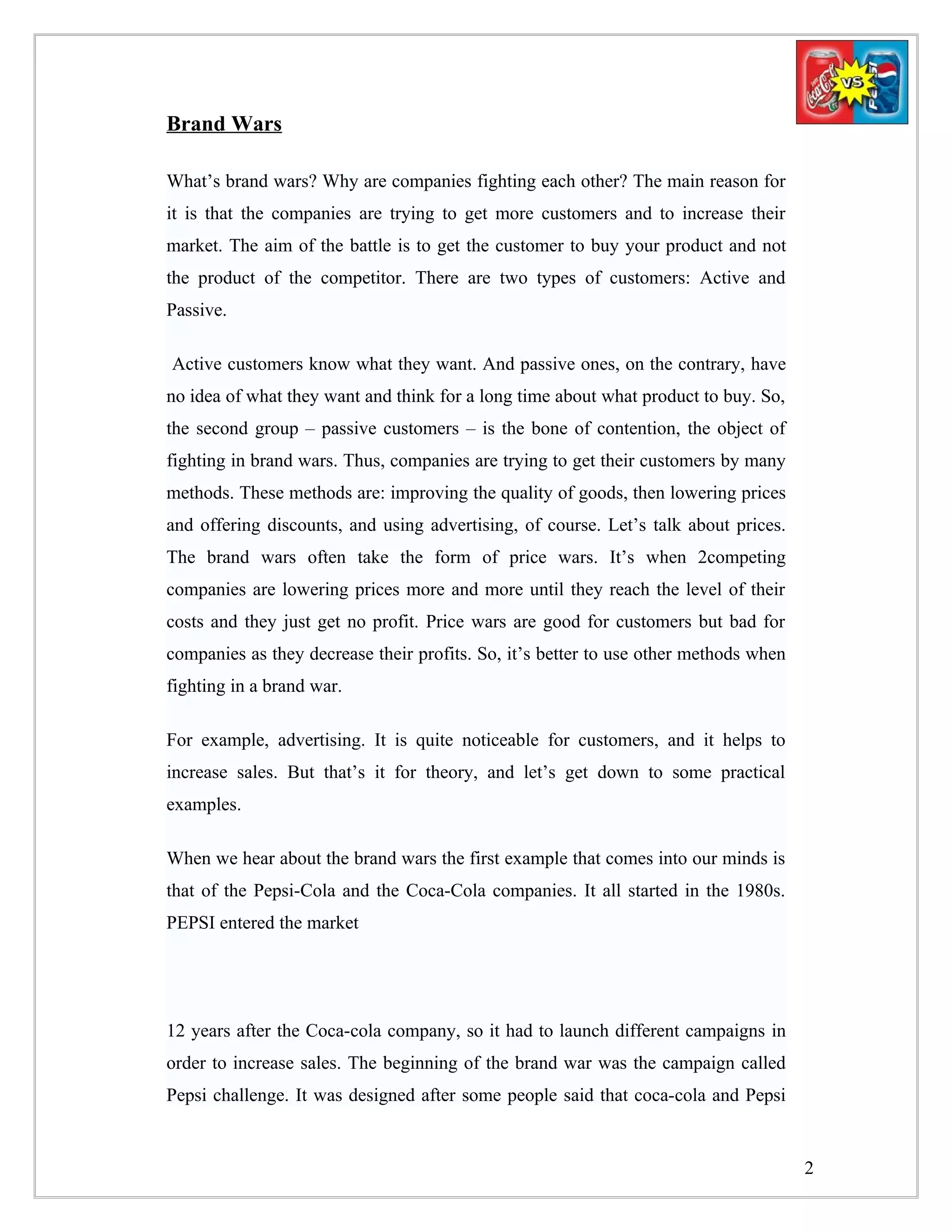 Introduction Of Pepsi | DOC
