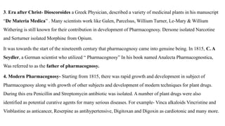 Introduction of Pharmacognosy. Unit-I Part- Ipptx | PPTX