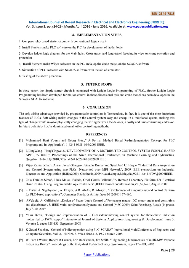 Introduction Of Programmable Logic Controller To Electric Overhead Travelling Crane Pdf