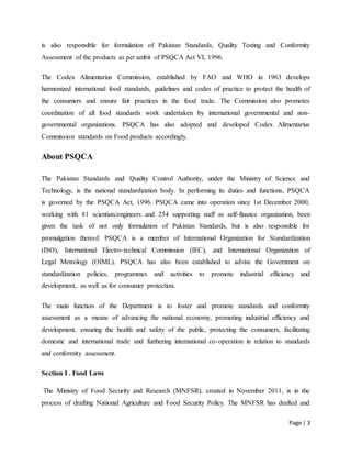 FOOD REGULATORY AUTHORITIES IN PAKISTAN | DOCX