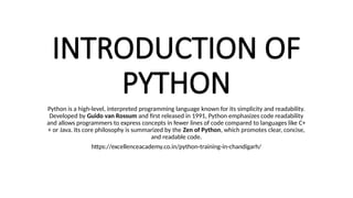 Python Course In Chandigarh And Mohali | PPT