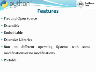 Introduction of python programming | PPTX
