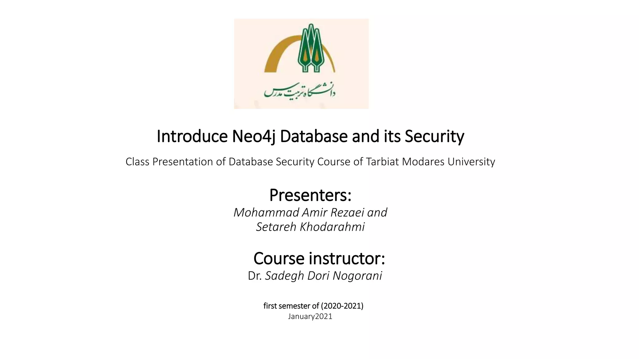 Introduction of security in neo4j database | PPTX